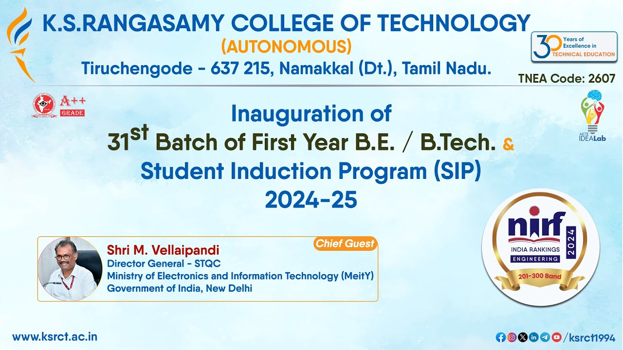 Inauguration of First Year B.E. / B.Tech. & Student Induction Programme ...