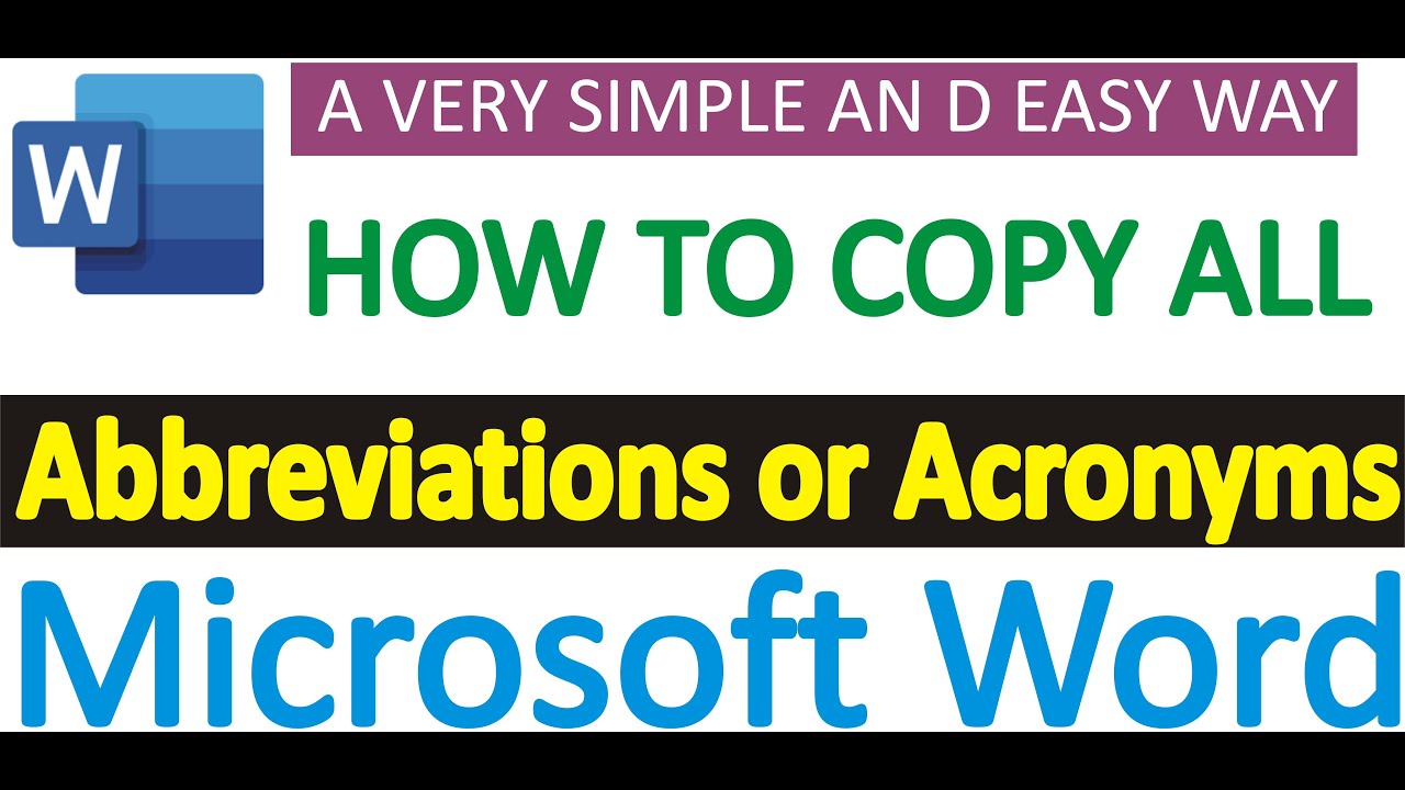 How to copy Abbreviations in Microsoft Word - YouTube