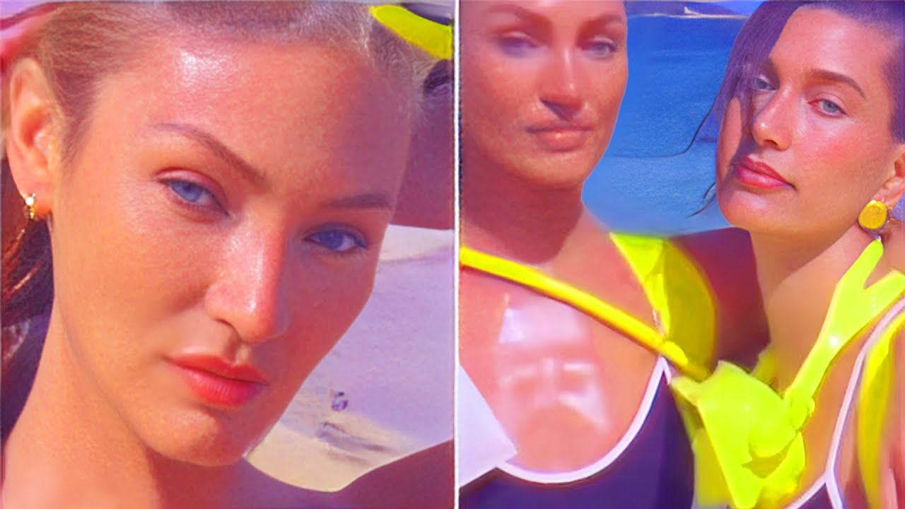 Candice Swanepoel & Hailey Bieber rock cheeky bikinis for Rhode - YouTube