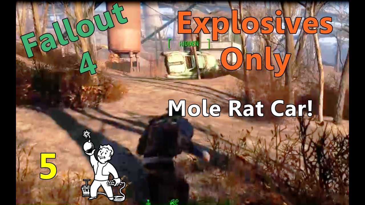 Fallout 4: Explosives Only - Mole Rat Car! (No Commentary) - YouTube