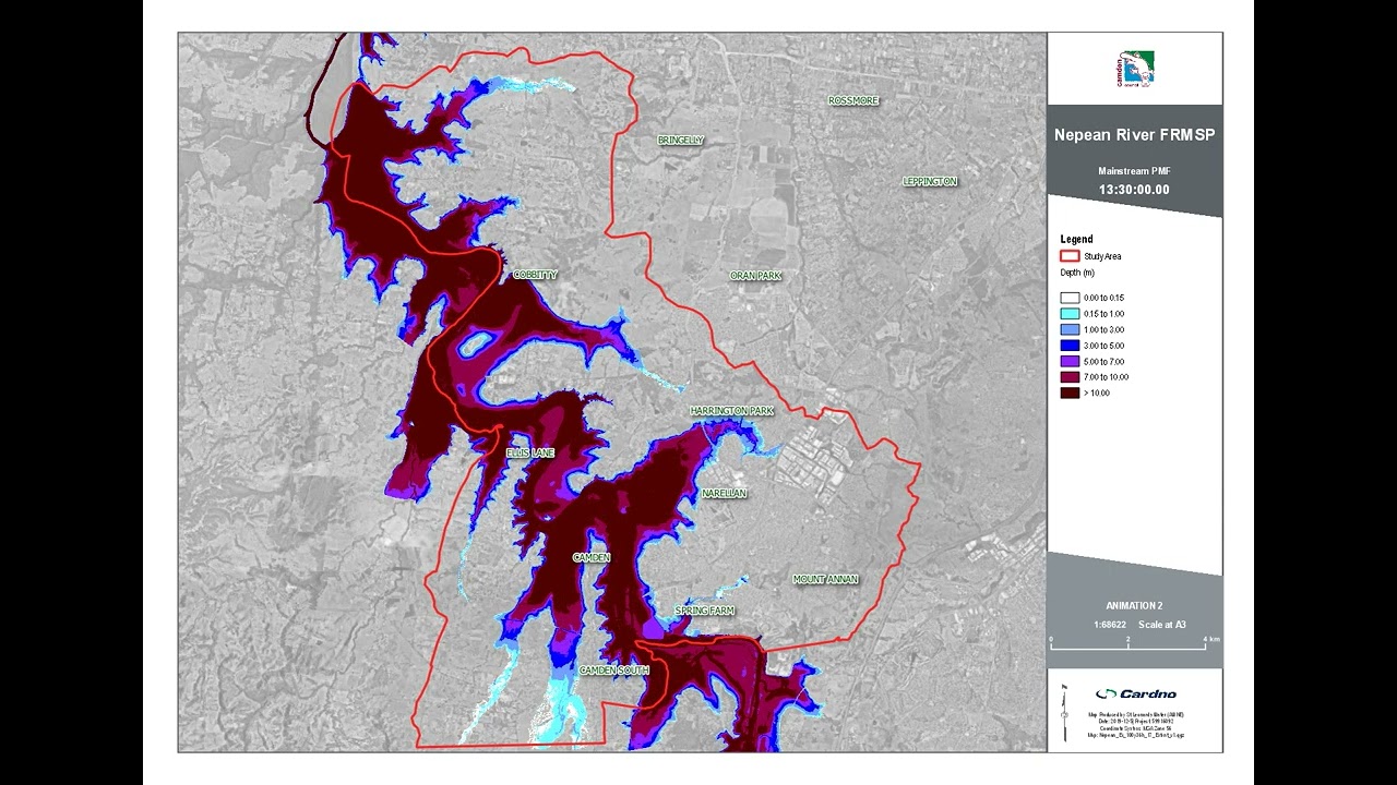 Nepean River flood animation for Probable Maximum Flood (PMF) event ...