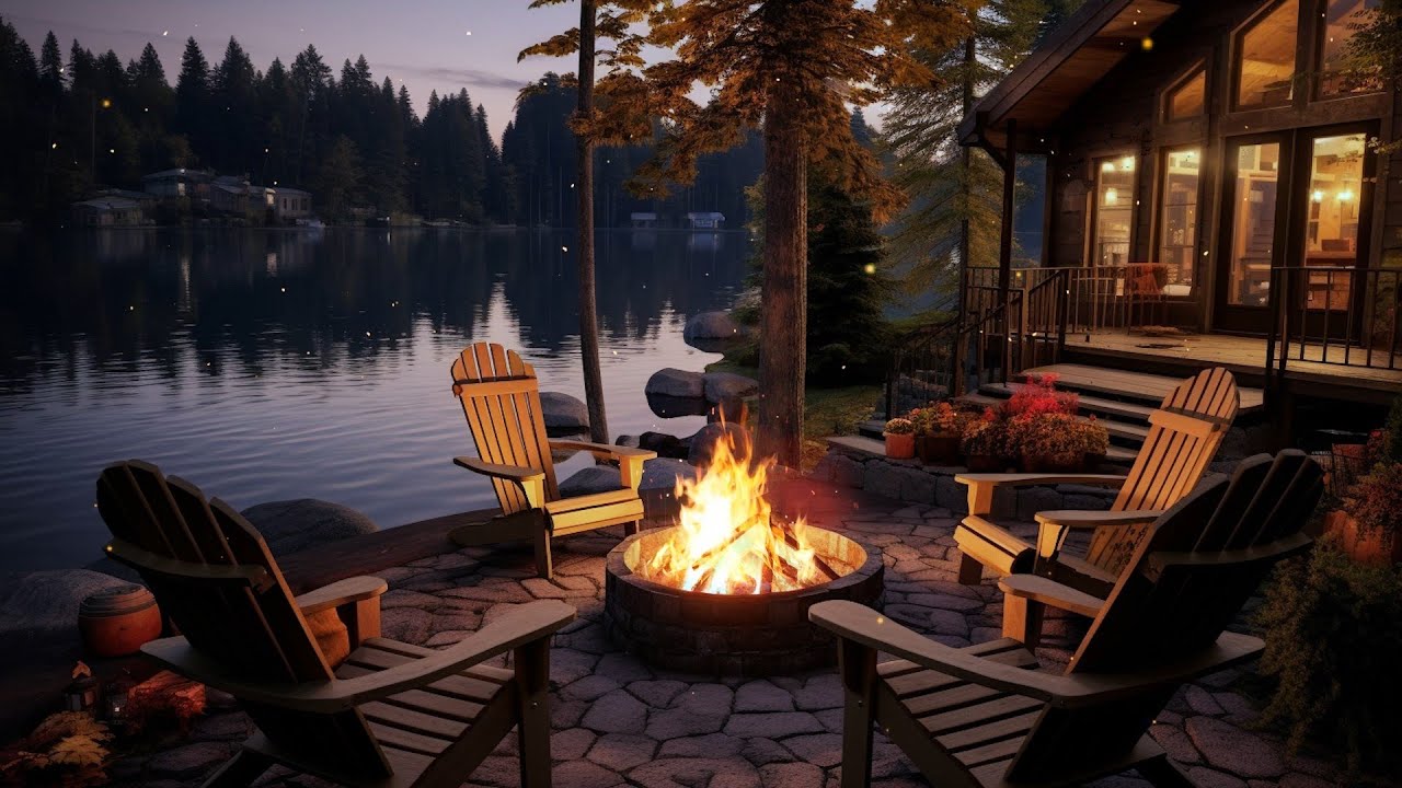 Tranquil Firelight Setting | Cozy Fire Sounds with Forest Scene for ...