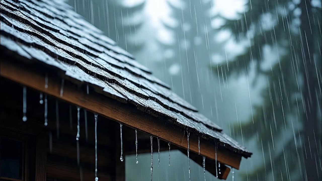 Relaxing Cabin Rain Sounds – Heavy Rain in a Quiet Forest Night 24/7 ...