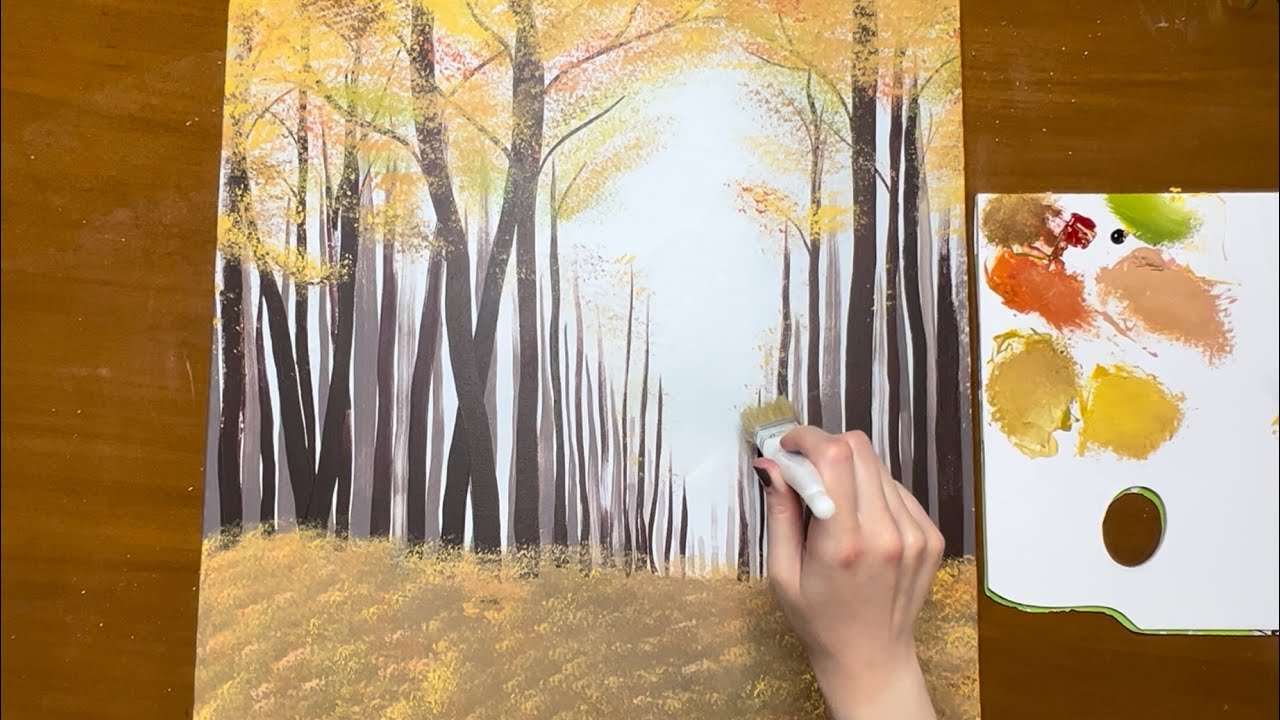 Easy Autumn Landscape Painting Tutorial - Acrylic Painting For ...