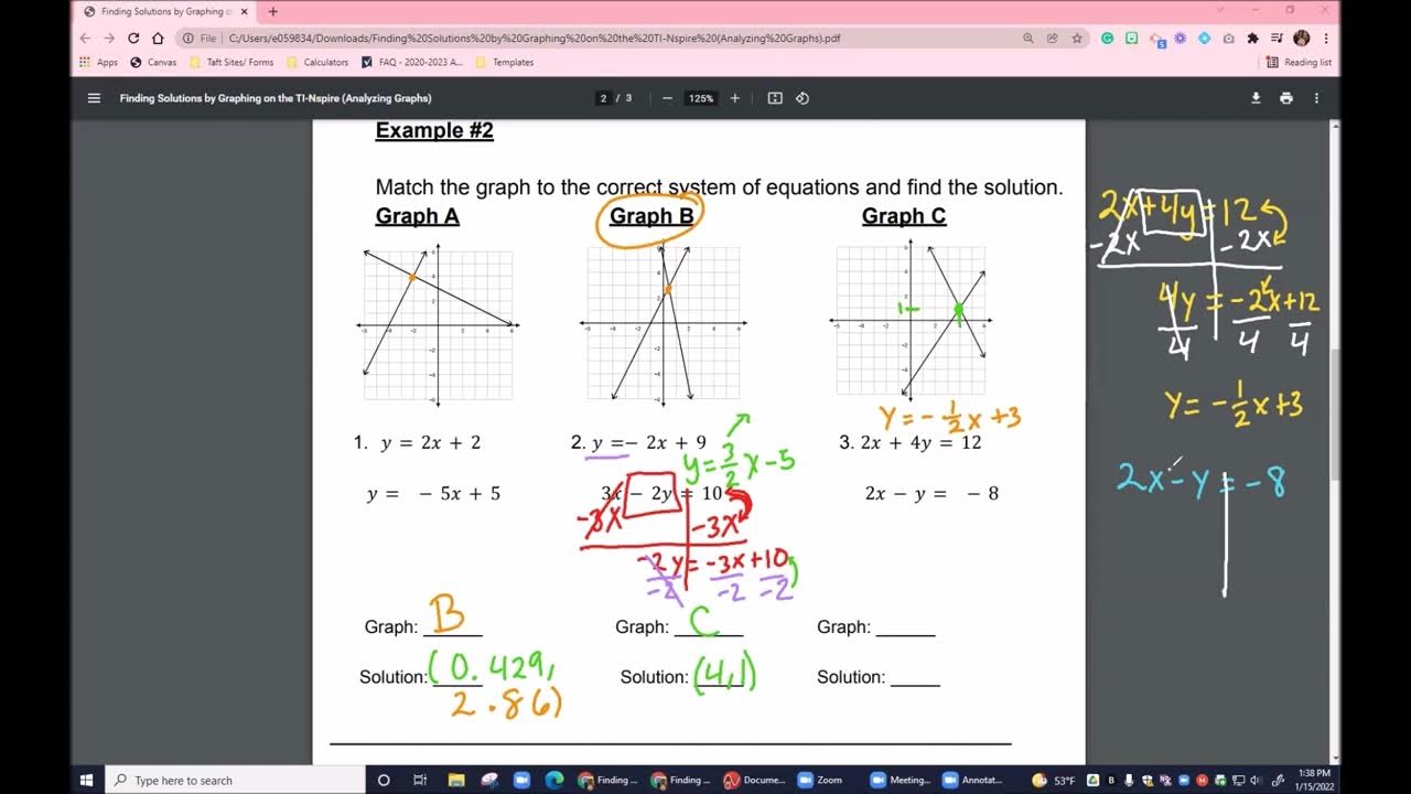 Solving Systems by Graphing using TI Nspire - YouTube