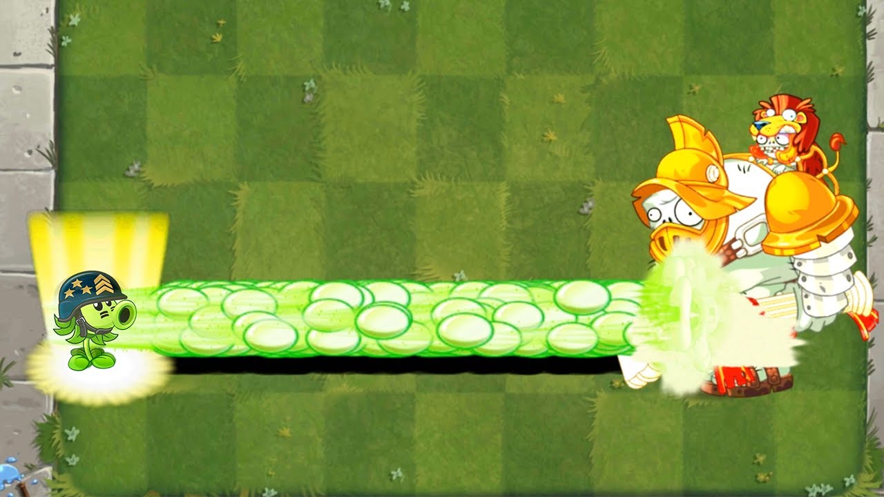 PvZ 2 Mega Gatling Pea 100 Plant Max Level vs All Gargantuar 100 Level ...