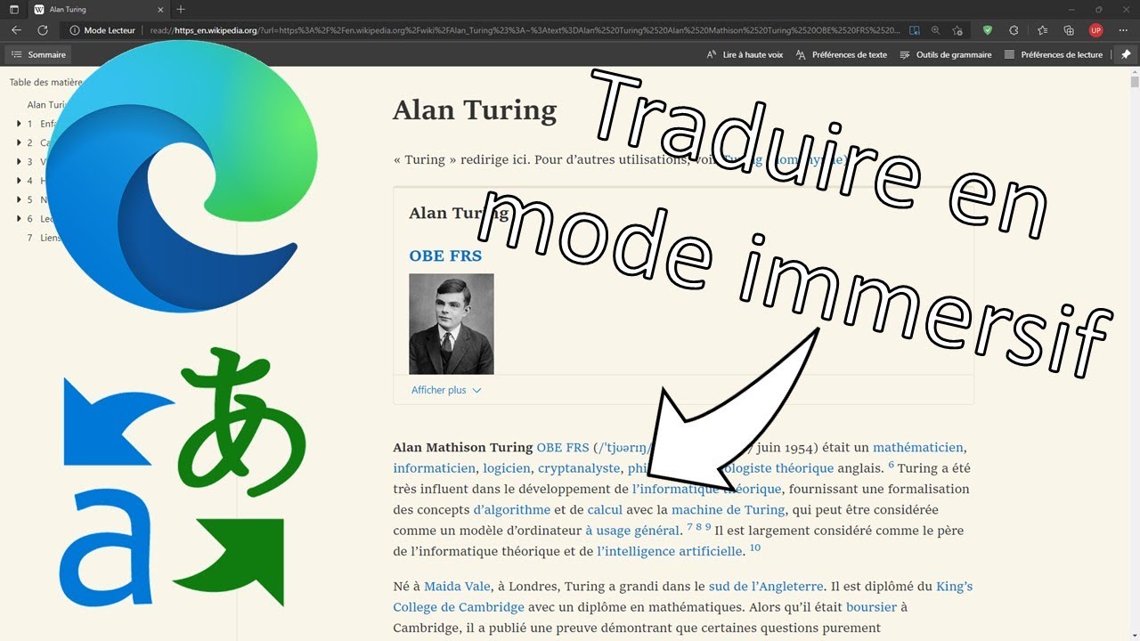 Comment combiner traduction et mode immersif dans Edge - YouTube