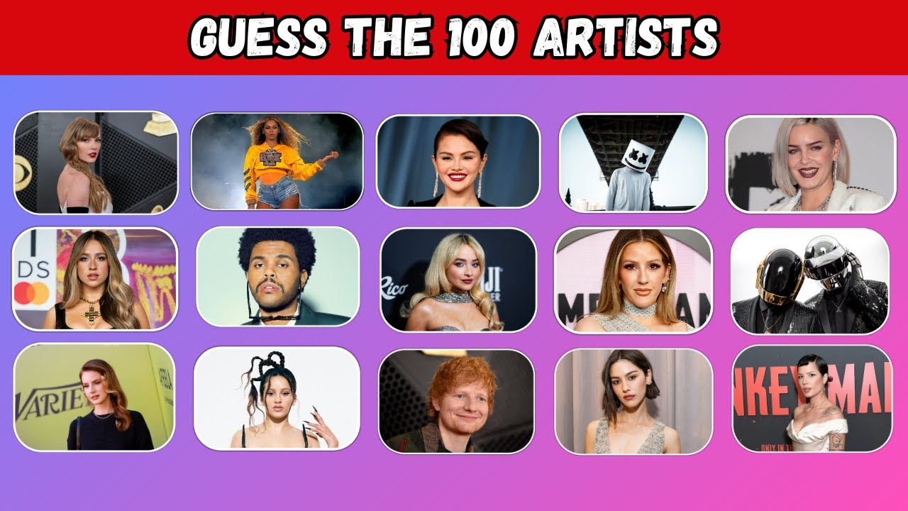 Guess 100 Artists | Can You Guess The 100 Artists? | Music Quiz - YouTube