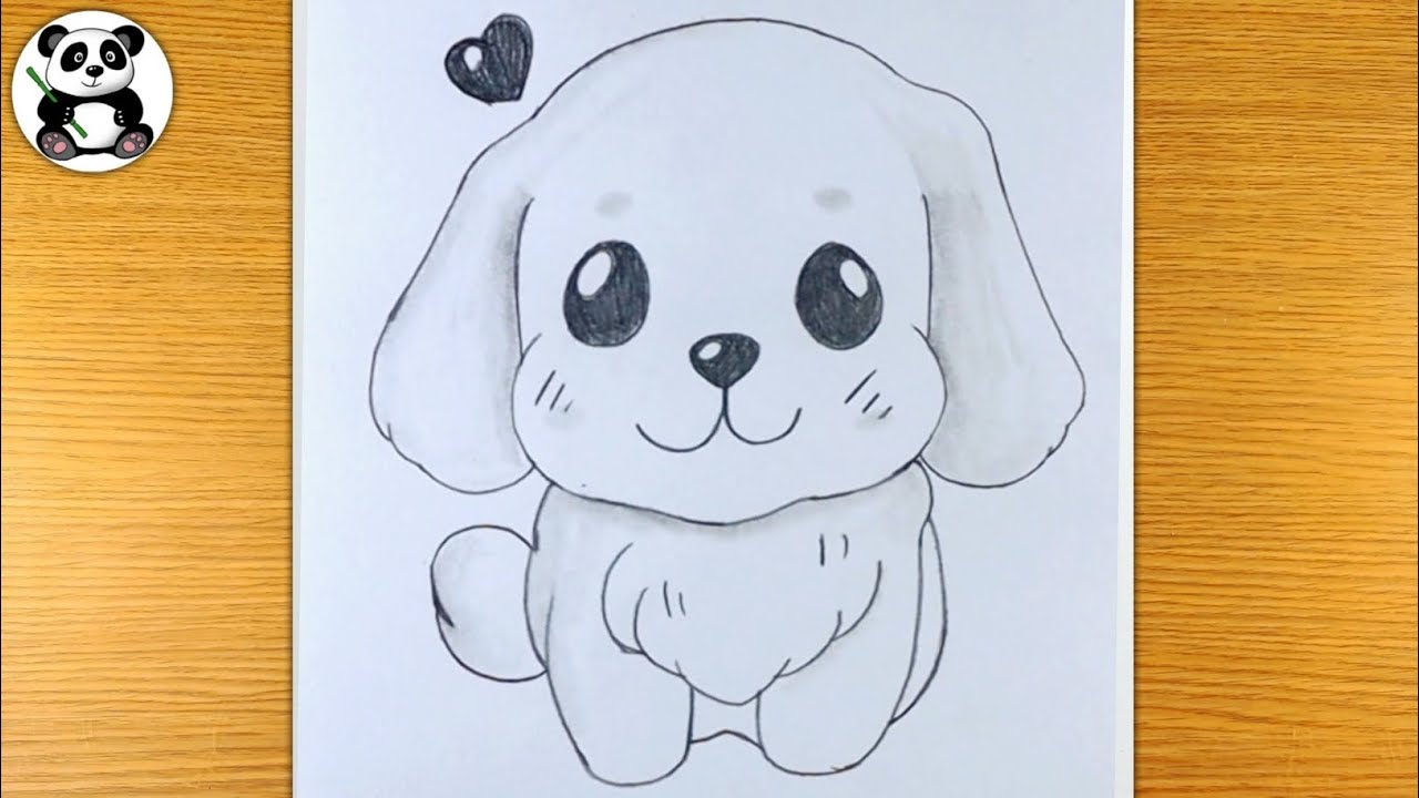 Cute dog puppy pencil drawing | cute animals drawing ...