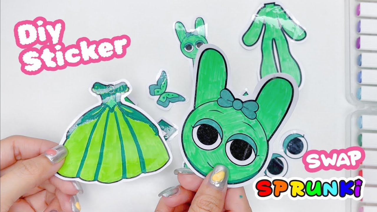 Tutorial 🎀 DIY Sprunki Swap Sticker Book | Cute Coloring & Paper Craft ...