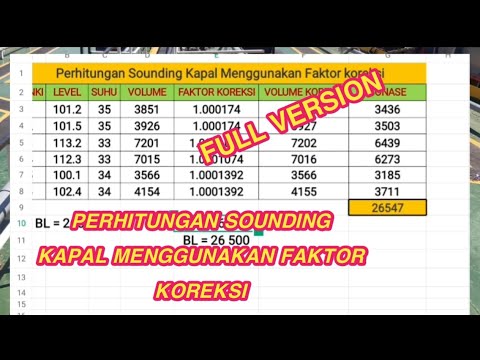 Cara menghitung sounding kapal menggunakan Faktor koreksi - YouTube