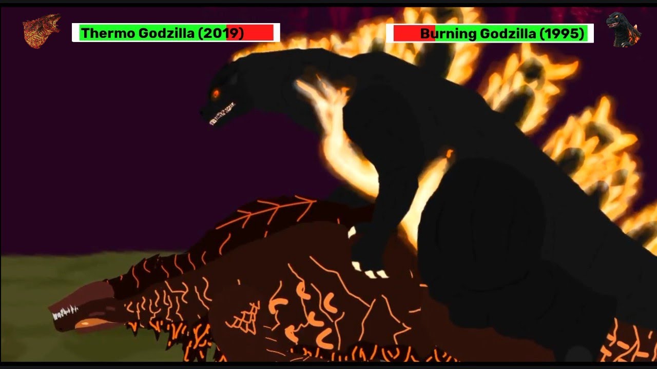 [DC2] Thermo Godzilla 2019 vs Burning Godzilla 1995 | ANIMATION with healthbars - YouTube