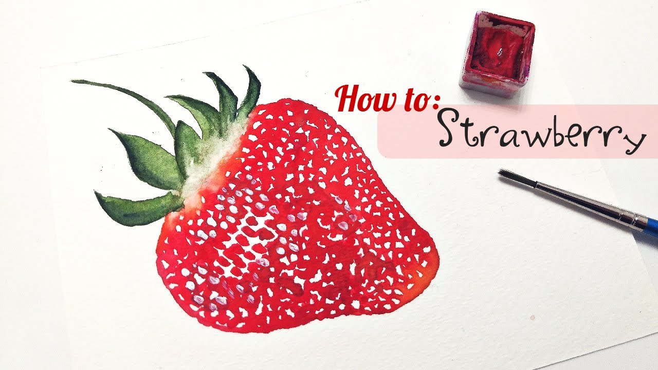 How to paint a watercolor strawberry for beginners » Easy strawberry ...