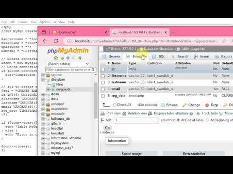 PHP MySQL Create Table - YouTube
