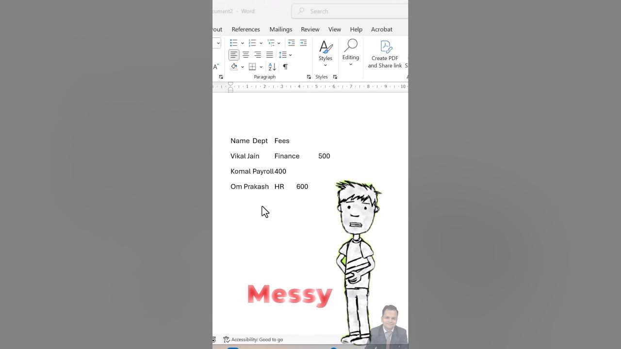 Convert Messy Data Into Ms Word Excel Vikaljain Youtube
