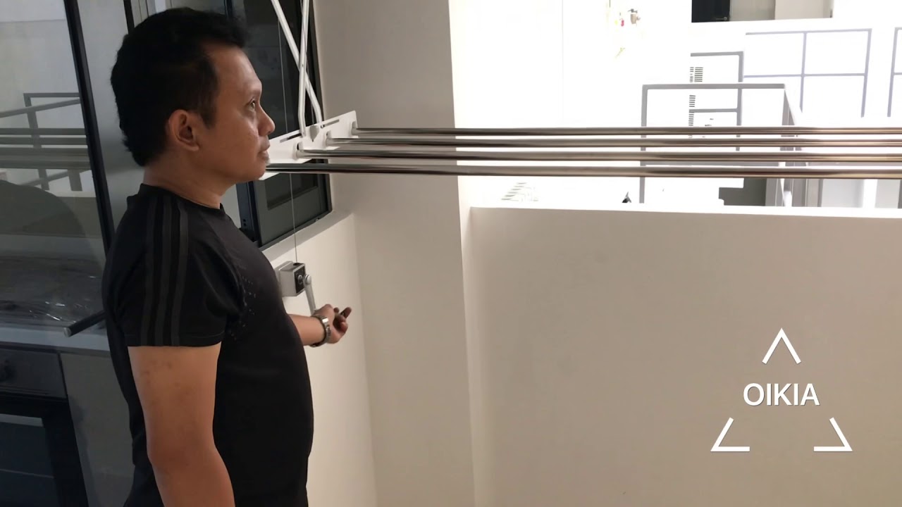 Oikia Winch System Ceiling Clothes Drying Rack - YouTube