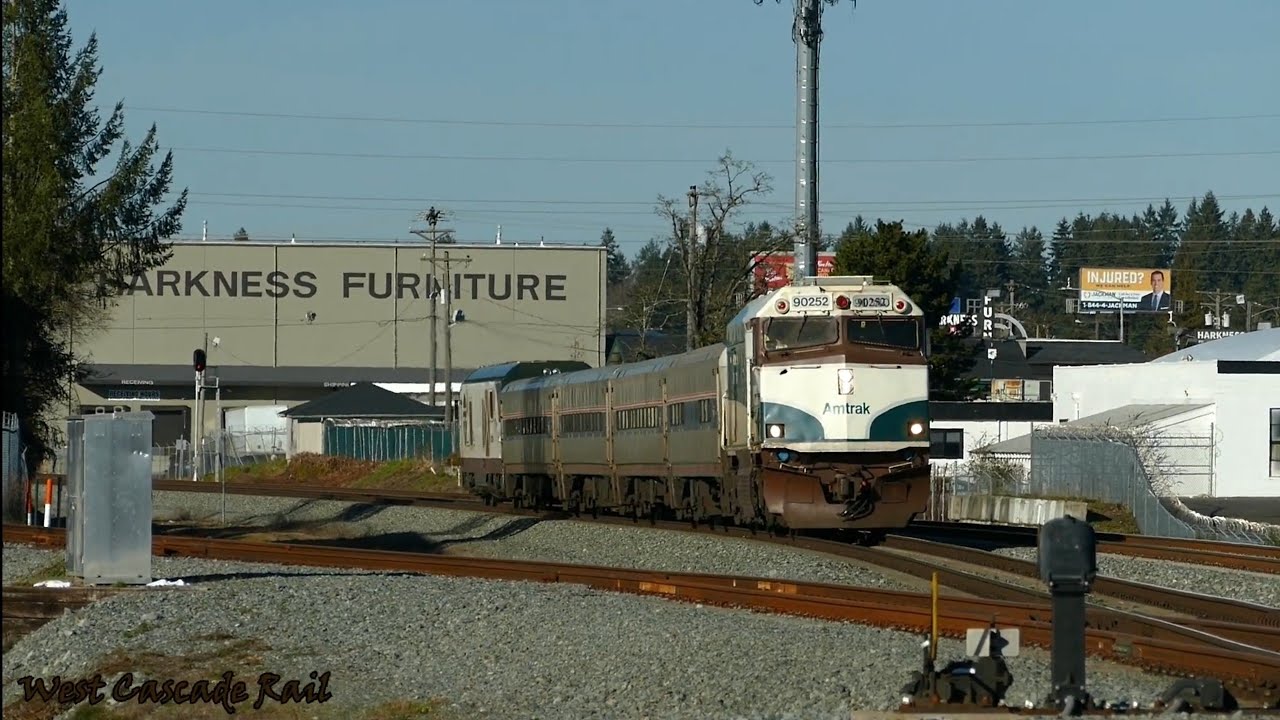 2 Amtrak Cascade Trains On the Point Defiance Bypass - YouTube