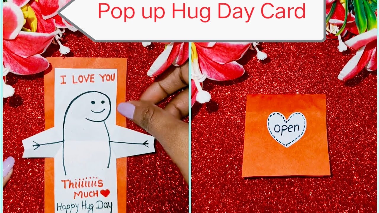 Hug day card/ How to make a pop up card for hug day #ceative # ...