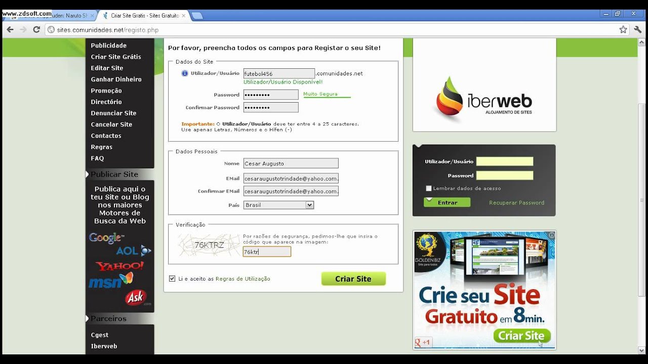 como criar um site 123 - YouTube