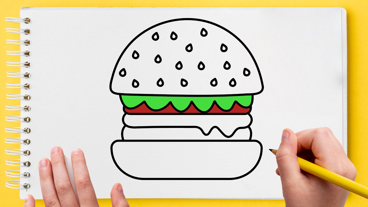 How to Draw a Burger Very Easy and Step by Step | Learn Drawing and ...