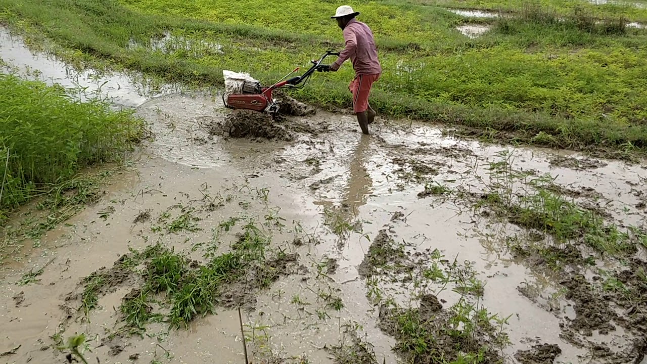 Honda FJ500 paddy puddling - YouTube