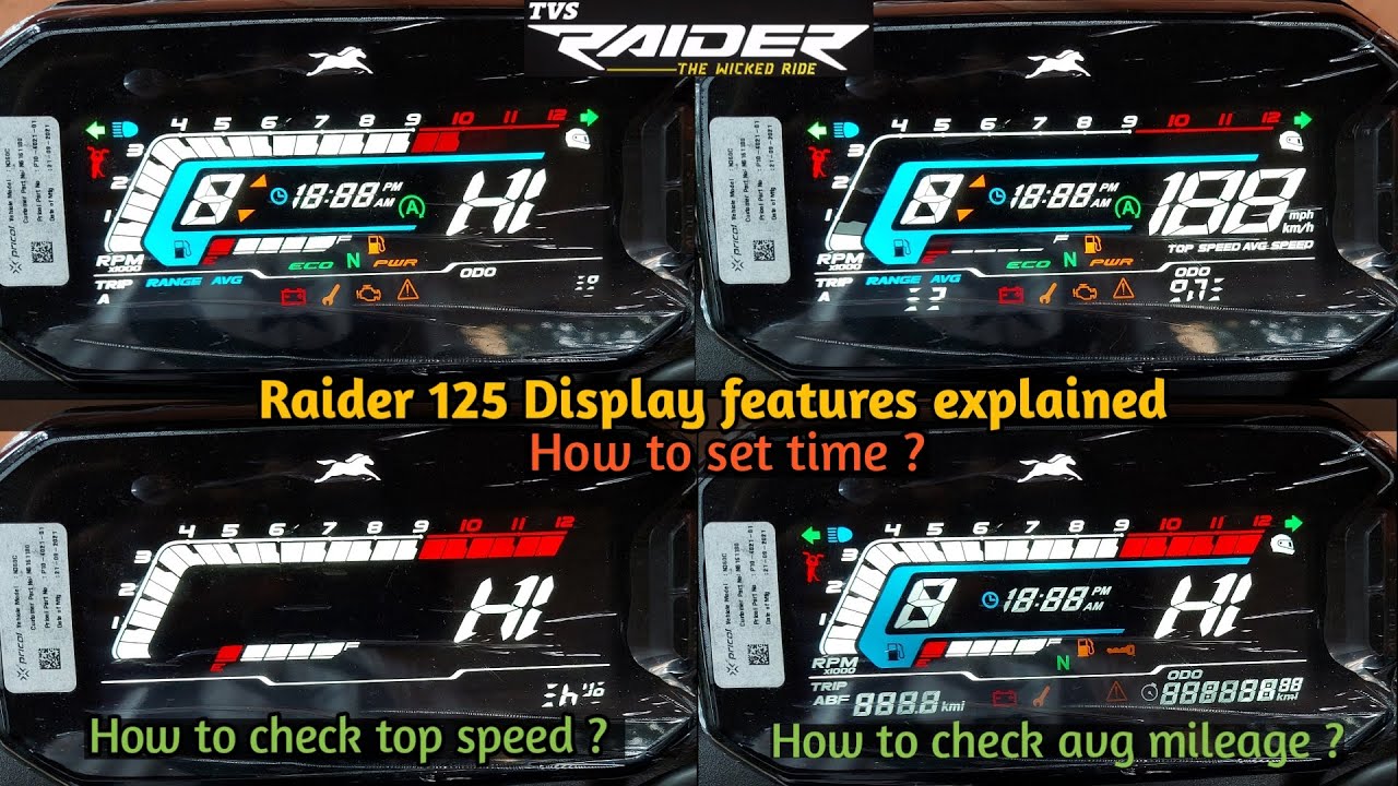 Raider 125 display features explained // How to set time on tvs raider ...