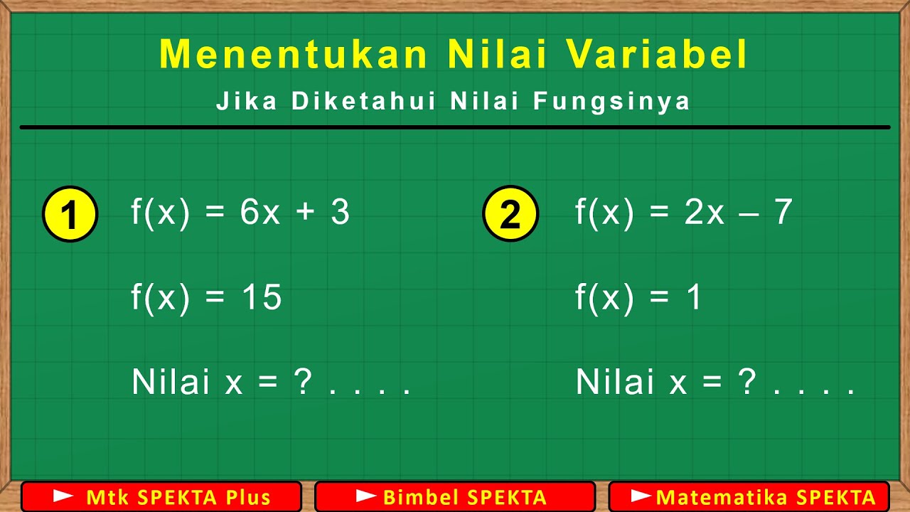 Menentukan Nilai Variabel, JIka Diketahui Nilai Fungsinya - YouTube
