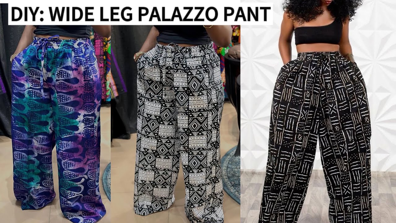 How To Cut And Sew a Wide Leg Palazzo Pant with Elastic Waist Band ...
