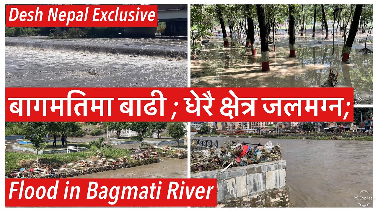 🌊Bagmati Flood. Sankhamul Park devastated. UN Park under water ...