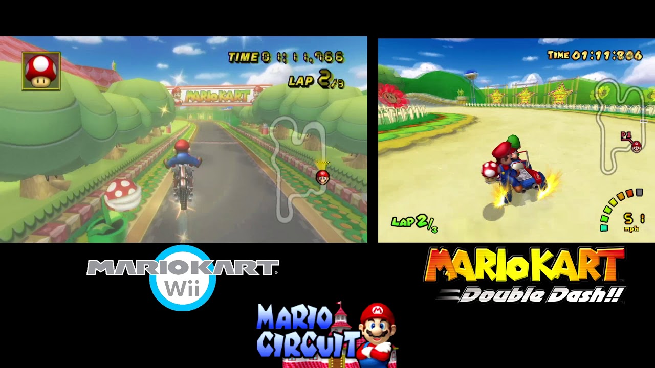 GCN Mario Circuit Mario Kart Double Dash and Wii Comparison - YouTube