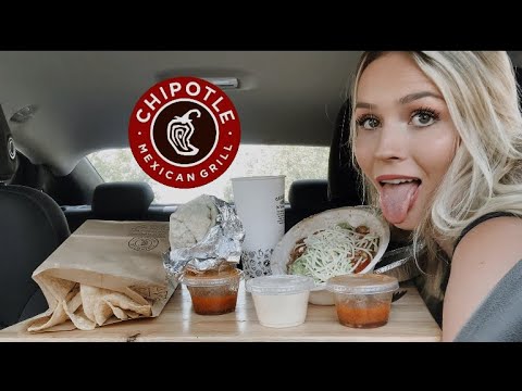 Chipotle mukbang!! ( chips and Queso, chicken burrito, and burrito bowl ...