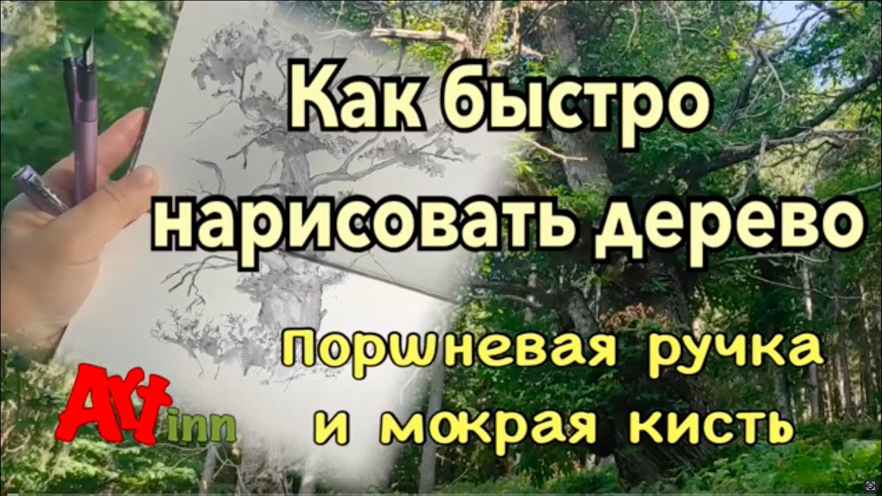 Как быстро нарисовать дерево Скетчинг для начинающих Youtube