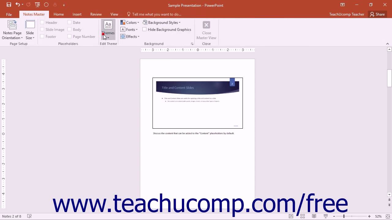 PowerPoint 2016 Tutorial Using The Notes Master Microsoft Training PowerPoint 2016 Tutorial Using The Notes Master Microsoft Training