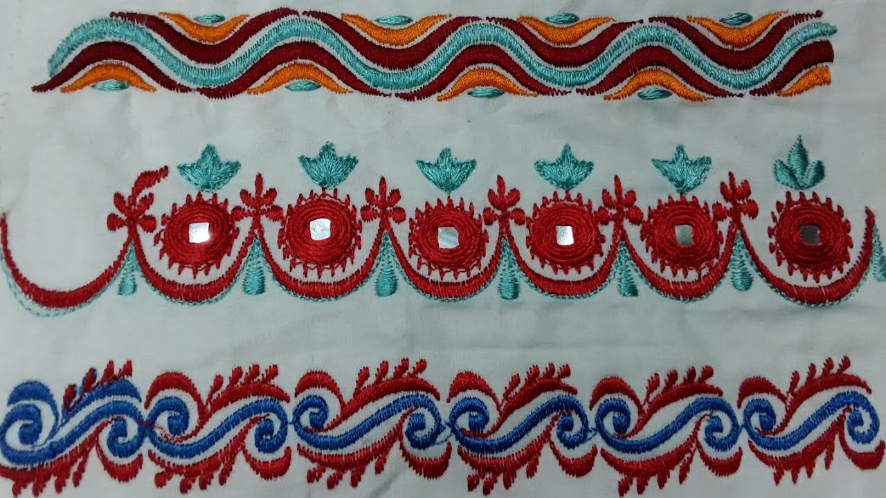 Three types boder design for table cloth by machine embroidery - YouTube