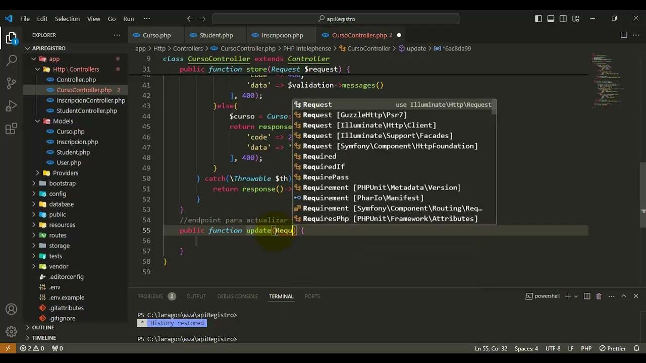 API REST - Laravel 11.X (Codificar Controller CRUD) - YouTube