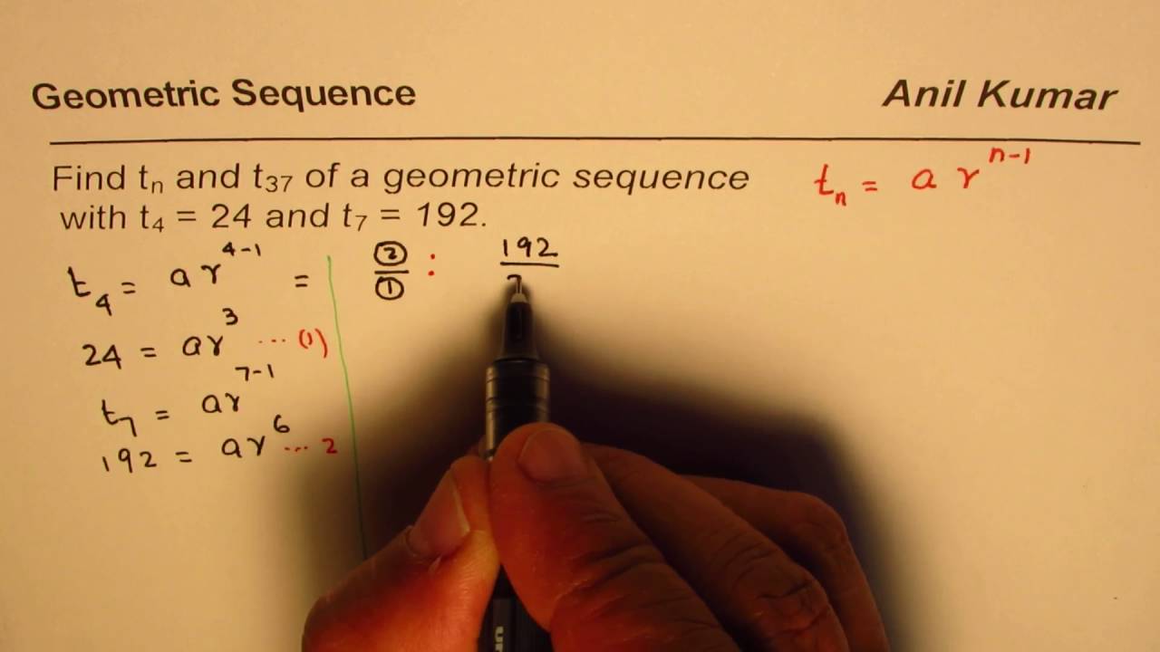 Find Tn And T37 Given T4 24 And T7 192 In Geometric Sequence MCR3U Find Tn And T37 Given T4 24 And T7 192 In Geometric Sequence MCR3U