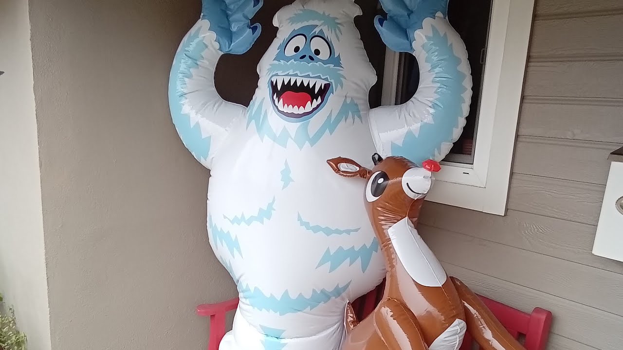 Inflatable Rudolph and Bumble - YouTube