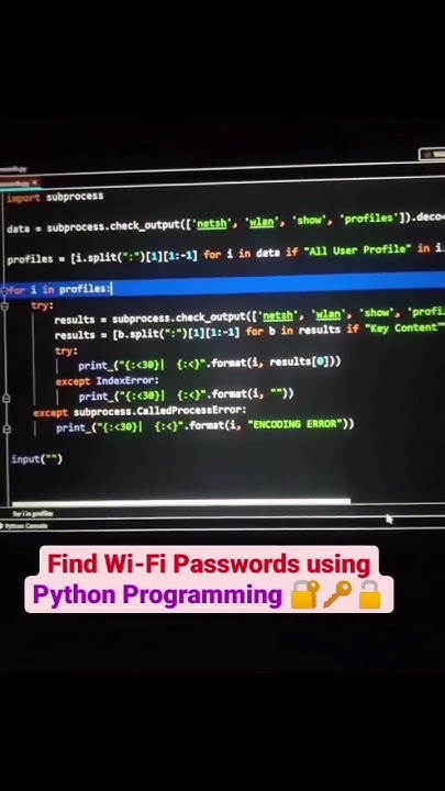 wifi password || wifi || python wifi pass crack || password - YouTube