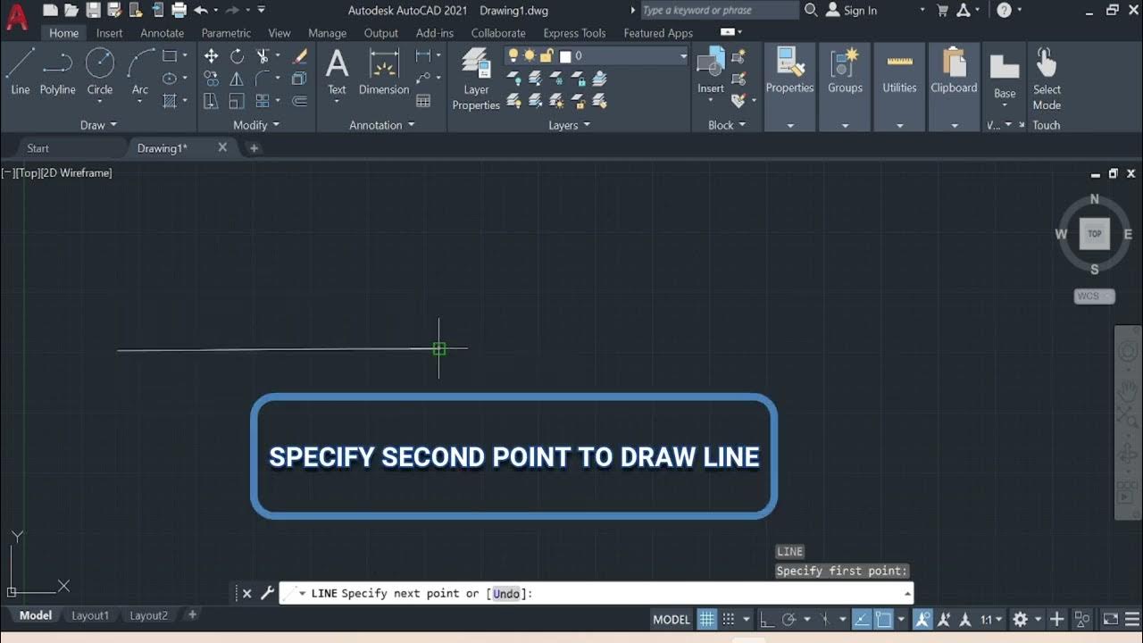 AutoCAD-Tutorial for Beginners :09.How To Use LINE COMMAND, USE ORTHO MODE | F8 KEY FOR LINE ...