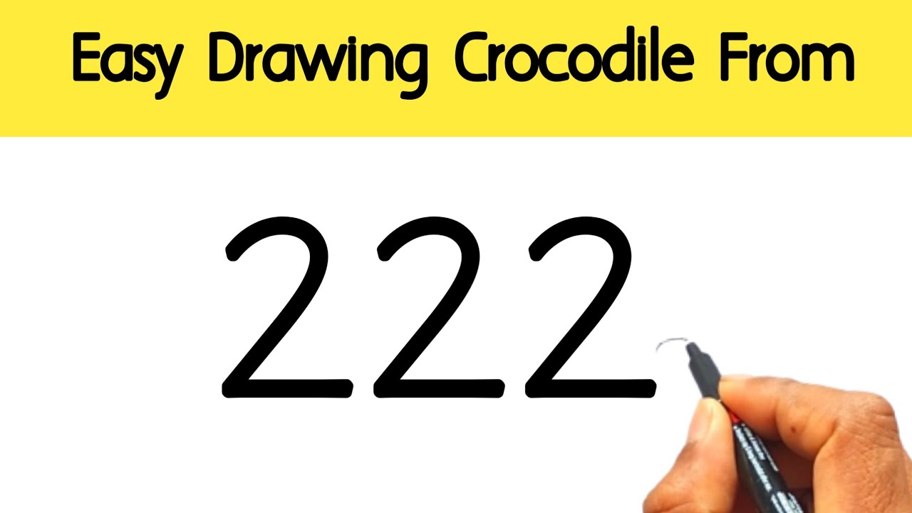 How to draw crocodile easy 222 number step by step | how to draw a ...