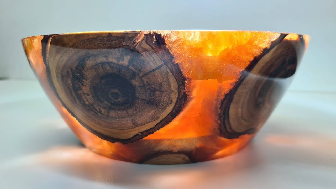 Golden bowl made of old apple tree and epoxy resin.Woodturning Resin ...