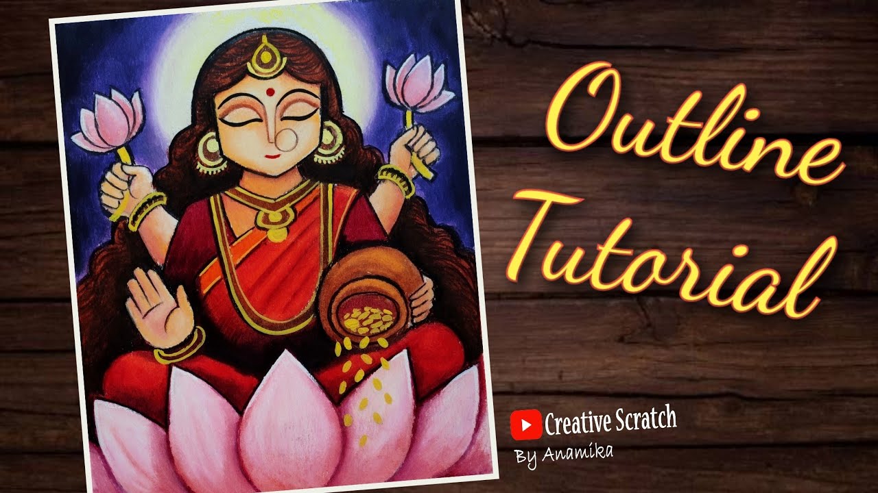 Maa Lakshmi Drawing Easy | Lakshmi Devi Drawing Step by Step | Goddess ...