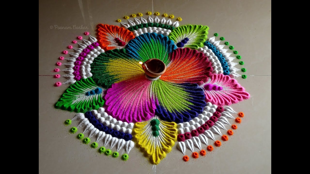 Very easy, small and quick rangoli for Diwali | Rangoli for beginners ...