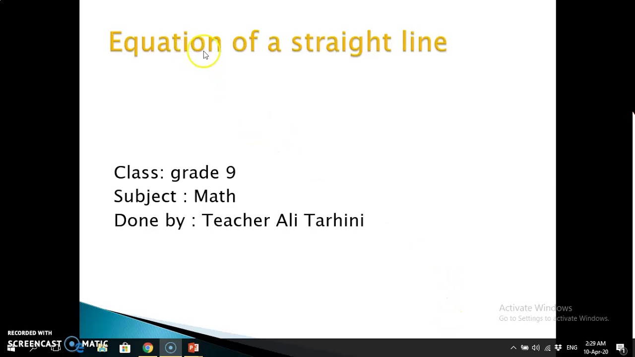 equation of a straight line_grade 9 - YouTube