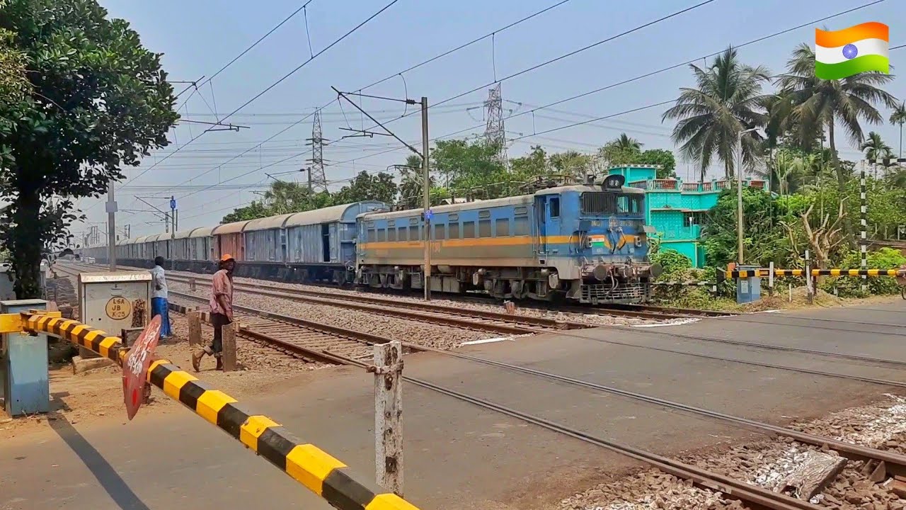 Blue Monster High Speed Freight Train Full loaded Crossing at Railgate ...