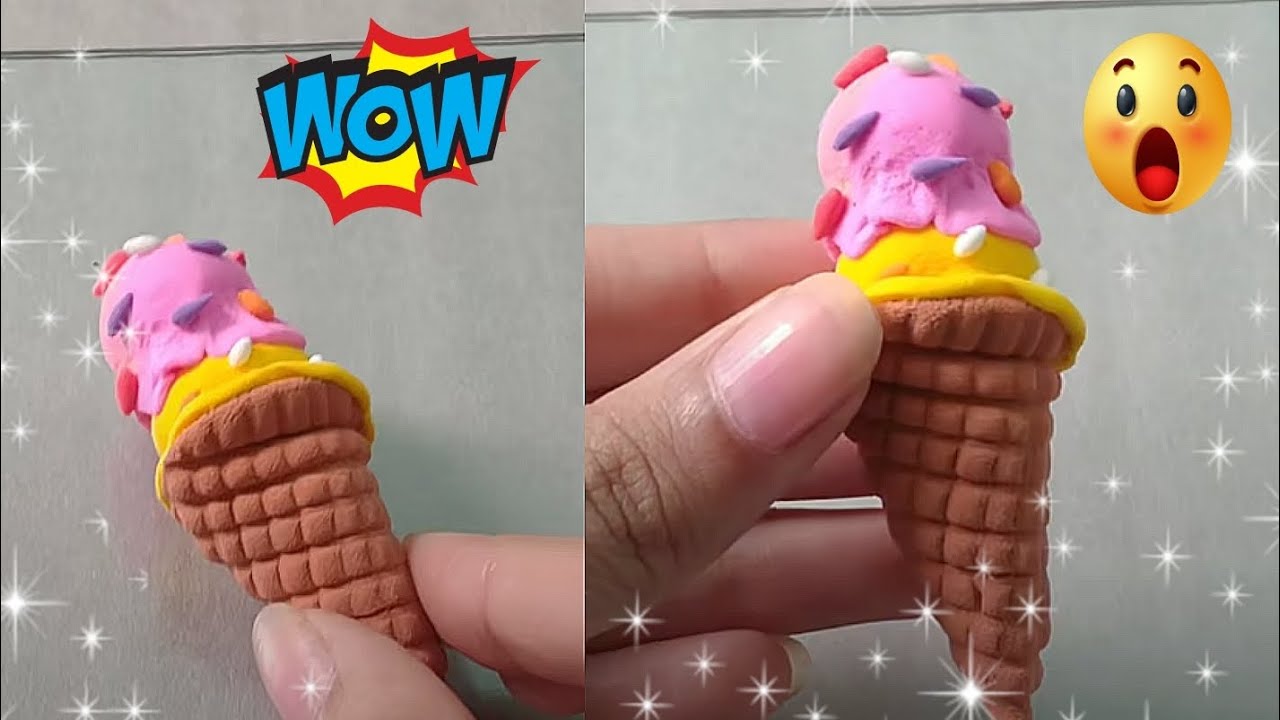 Easy ice cream with clay art for beginners step by step craft tutorial ...