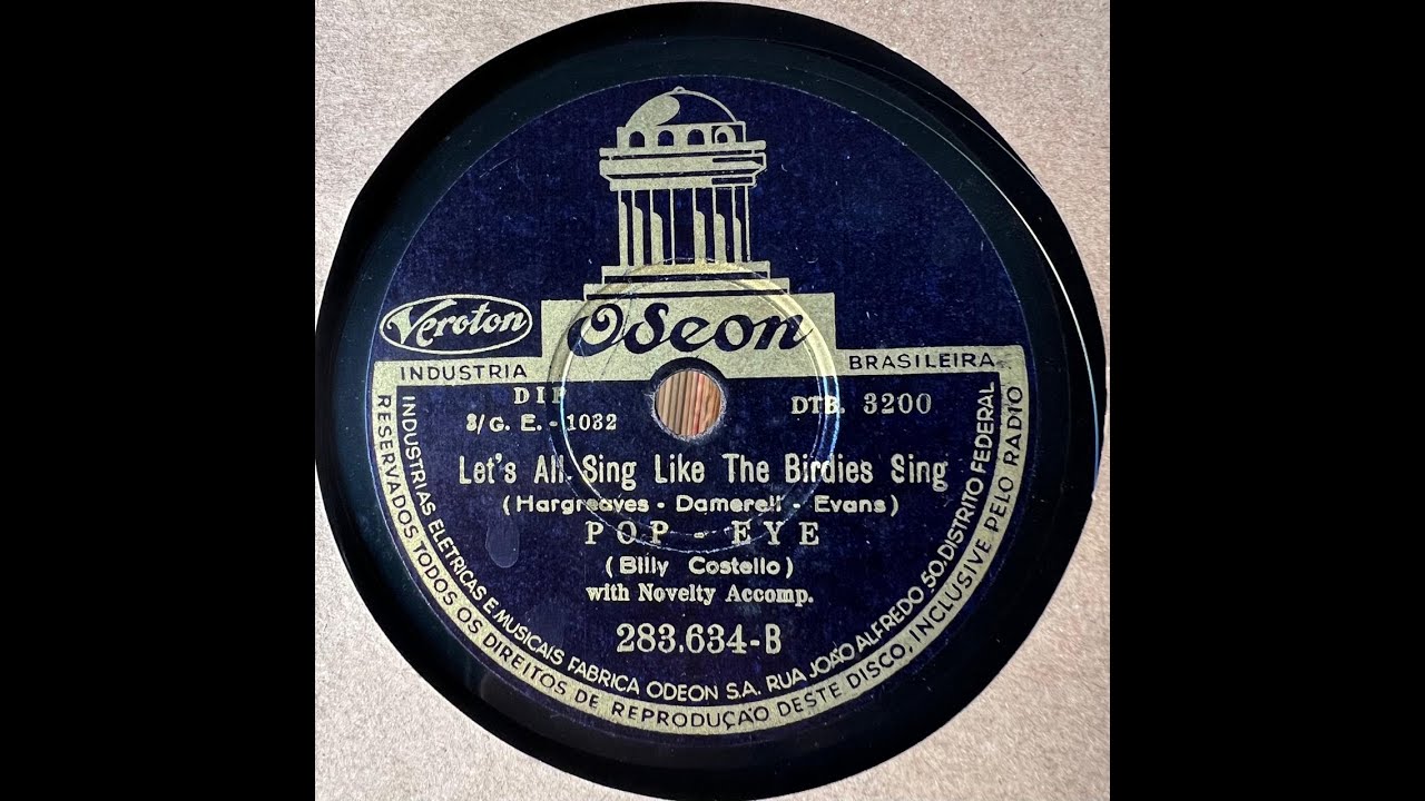 1937: Popeye (Billy Costello) - Let’s all sing like the birdies sing ...