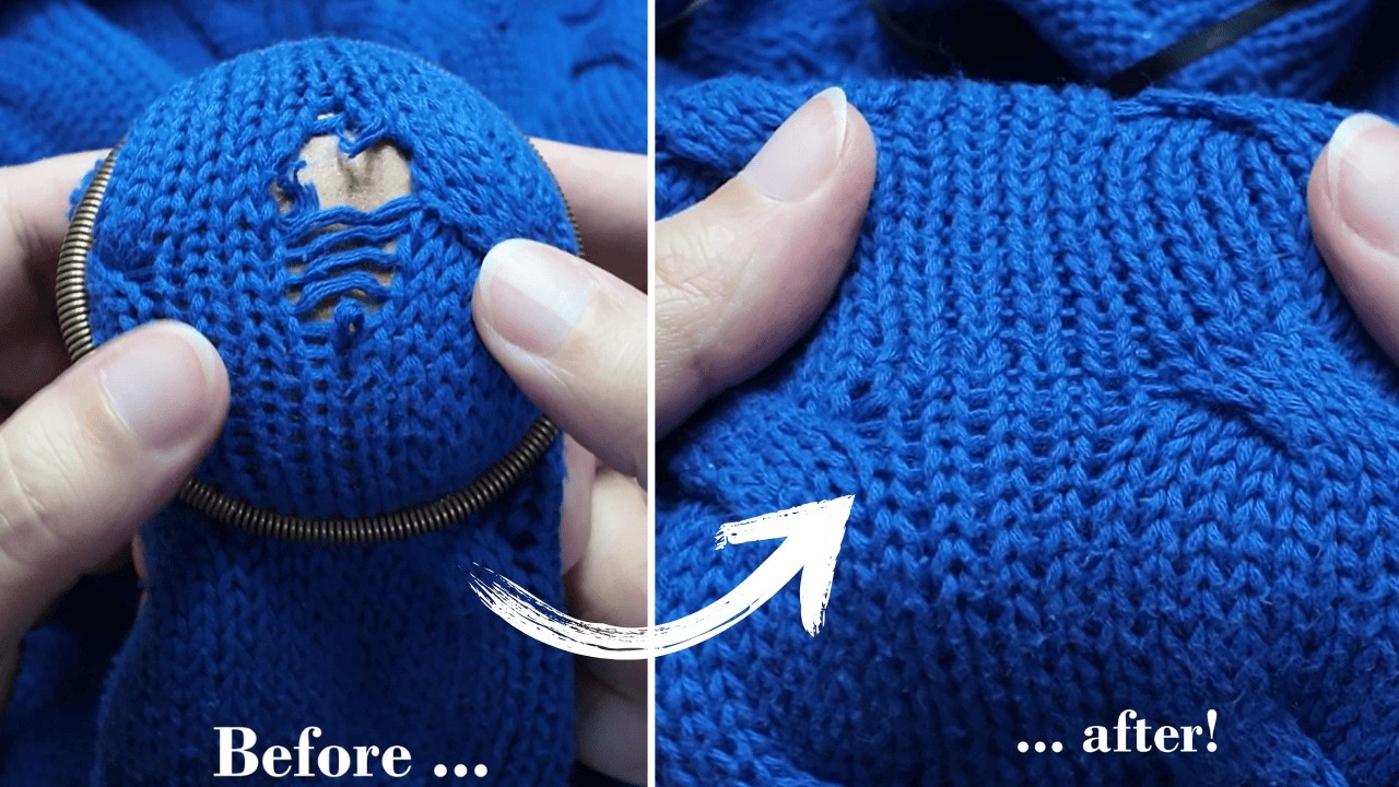 Invisible repair on a sweater! | relaxing video - YouTube