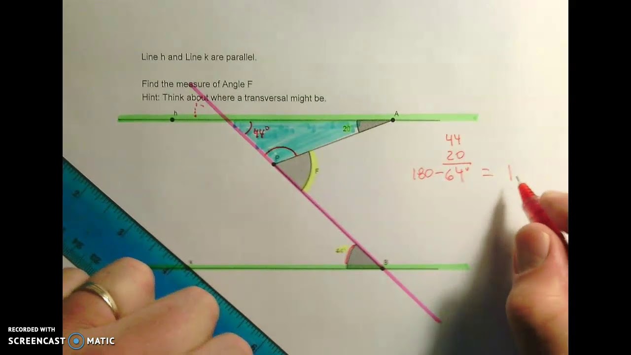 Parallel Lines - Find the missing angle 8.G.A.5 - YouTube