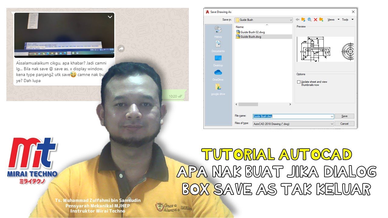 Tutorial AutoCAD - Mengeluarkan Dialog Box Save As Yang Hilang - YouTube